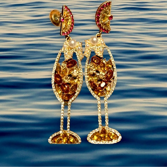 Piper | Jewelry | Crystal Orange Mimosa Earrings With Pearls | Poshmark